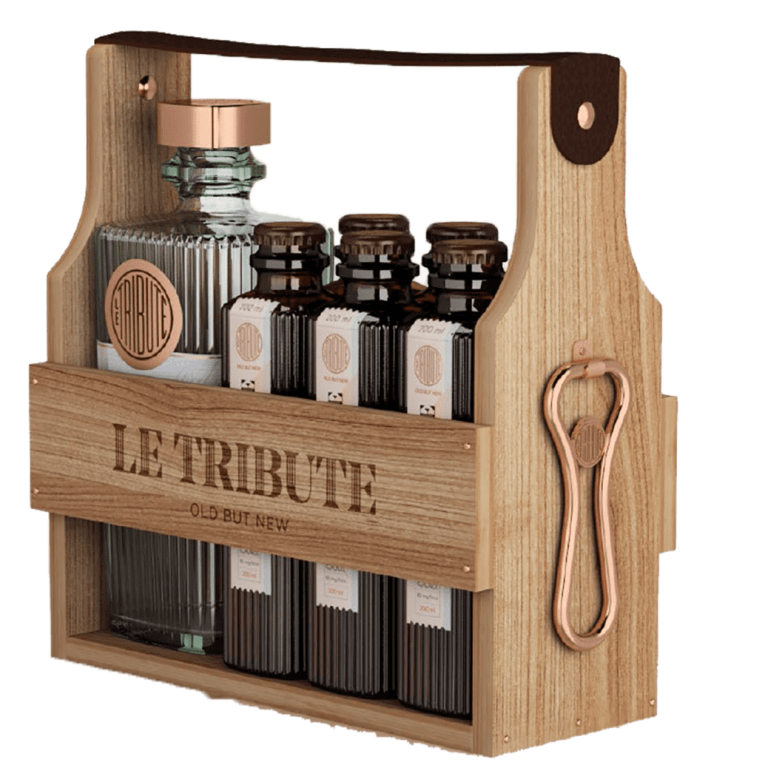 Gin Wooden Pack Tribute 43% Cl70 + 6 Toniche Le Tribute cl.70 - Magnani ...
