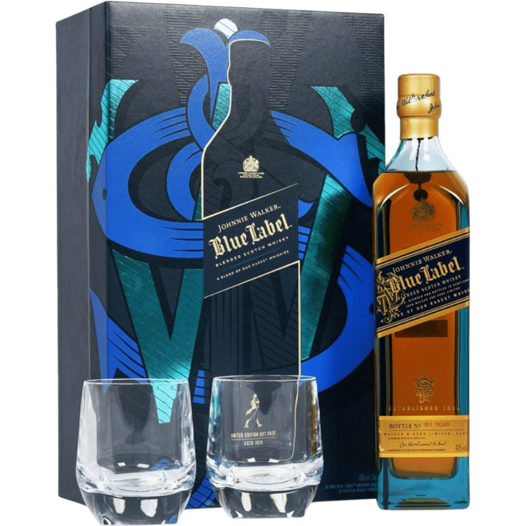 Scotch Whisky Johnnie Walker Blue Label + 2 Bicchieri cl. 70 ...